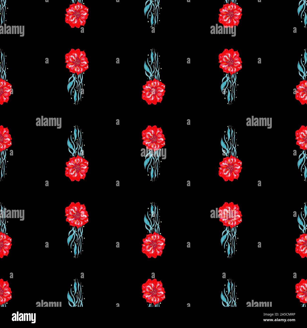 Seamless pattern of summer tropical flowers. Floral botanical flower ...