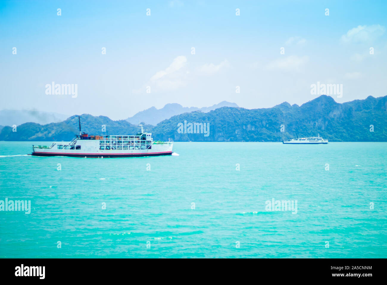 Ferry boat crossing in Sea Stock Photo - Alamy