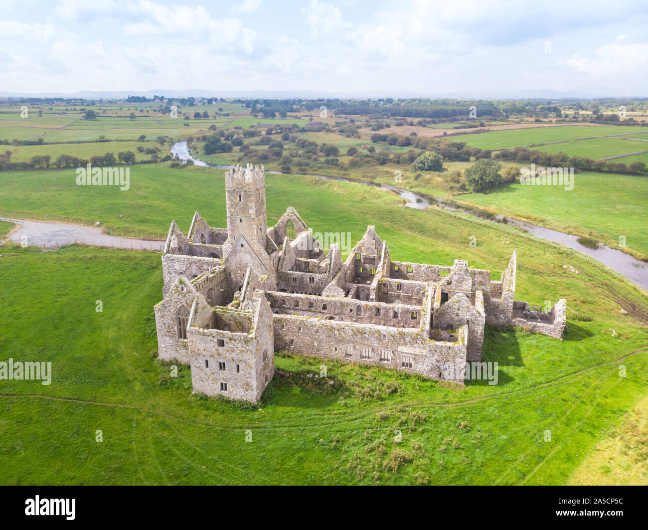 An aerial view of Ross Errilly Friary, one of the best-preserved ...