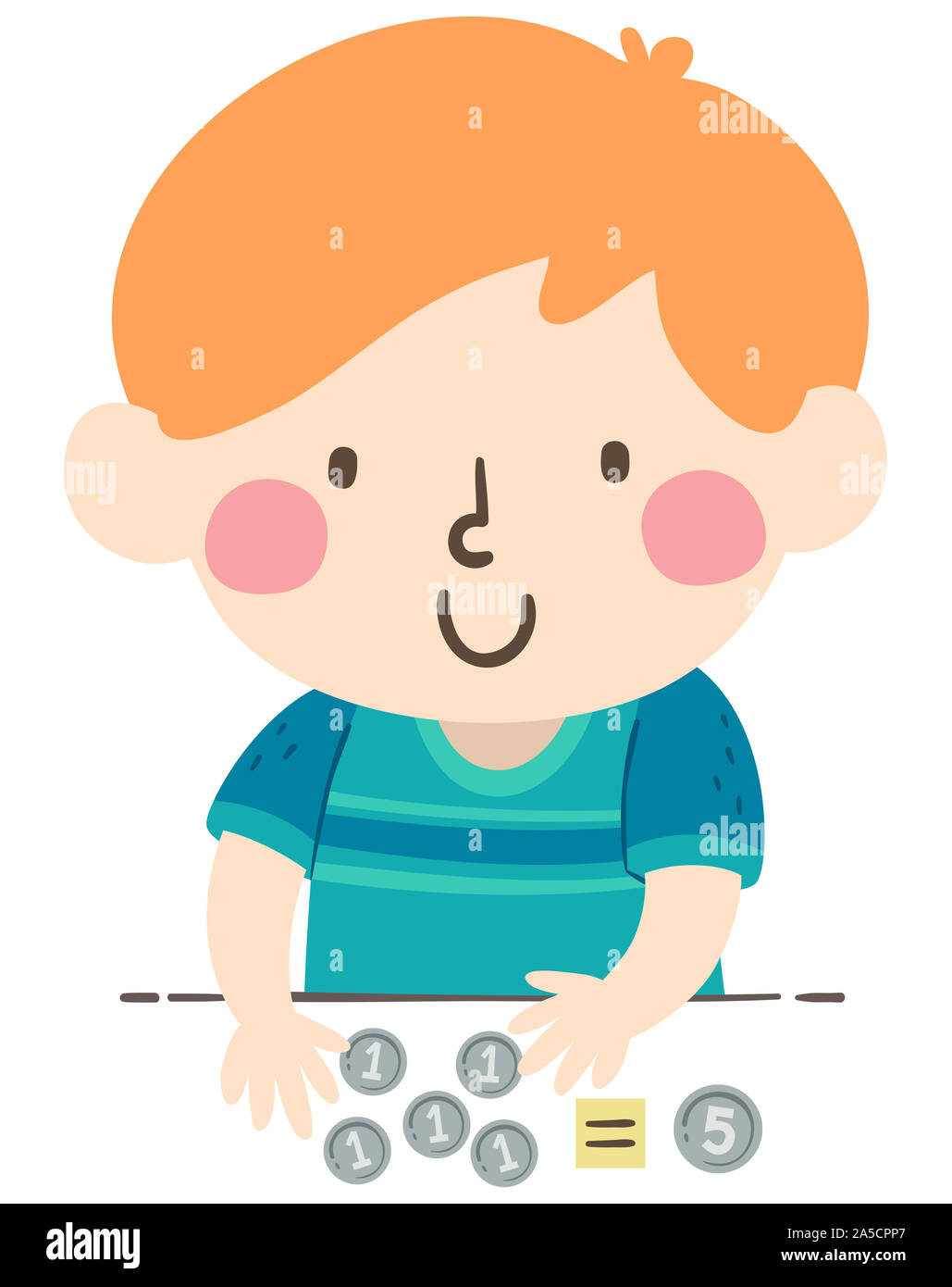 Kid counting coins Cut Out Stock Images & Pictures - Alamy