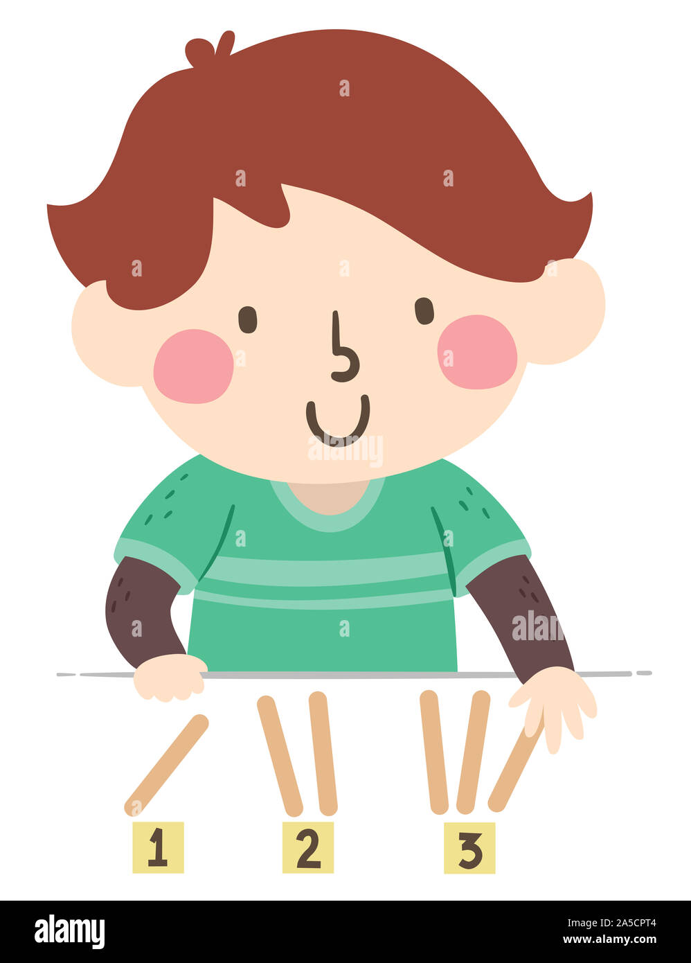 Illustration of a Kid Boy Placing the Right Number of Wooden Sticks on ...