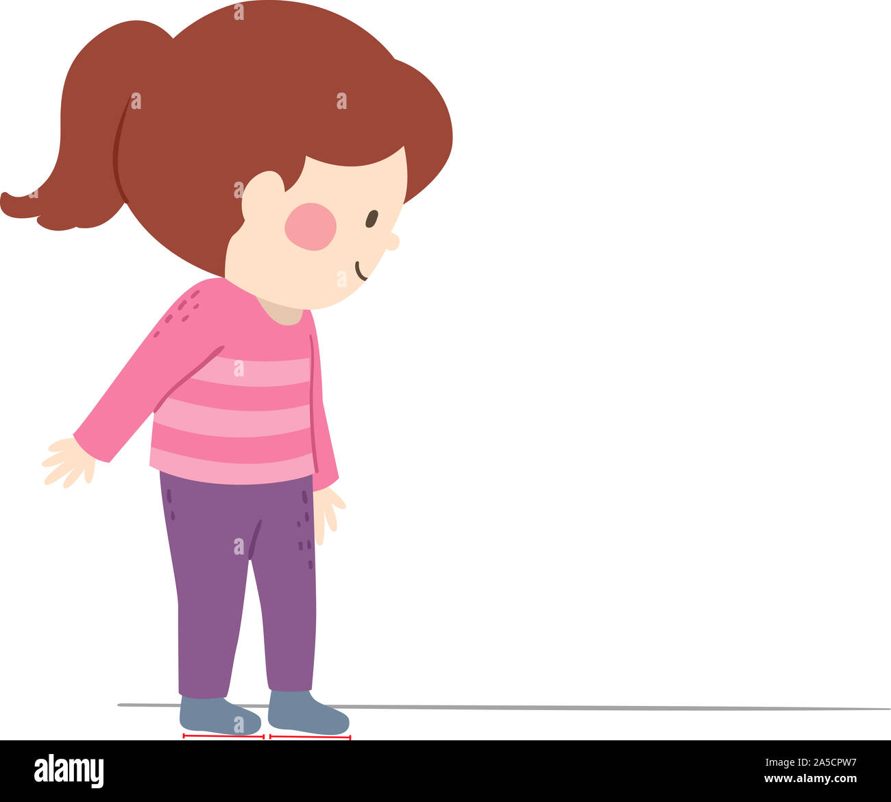 Illustration of a Kid Girl Using Her Feet for Measurement, a Arbitrary ...