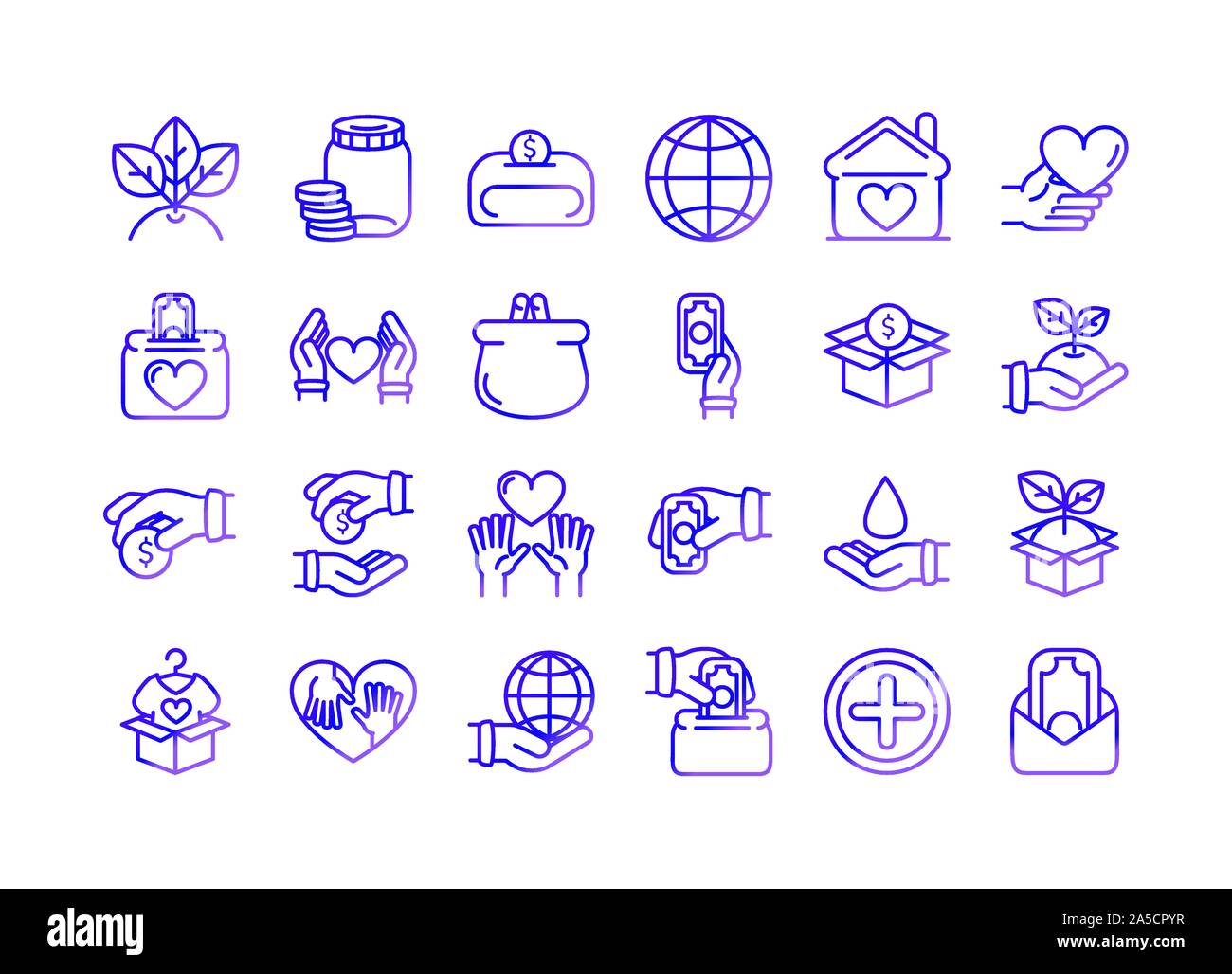 charity help donation icons set gradient line vector illustration Stock ...