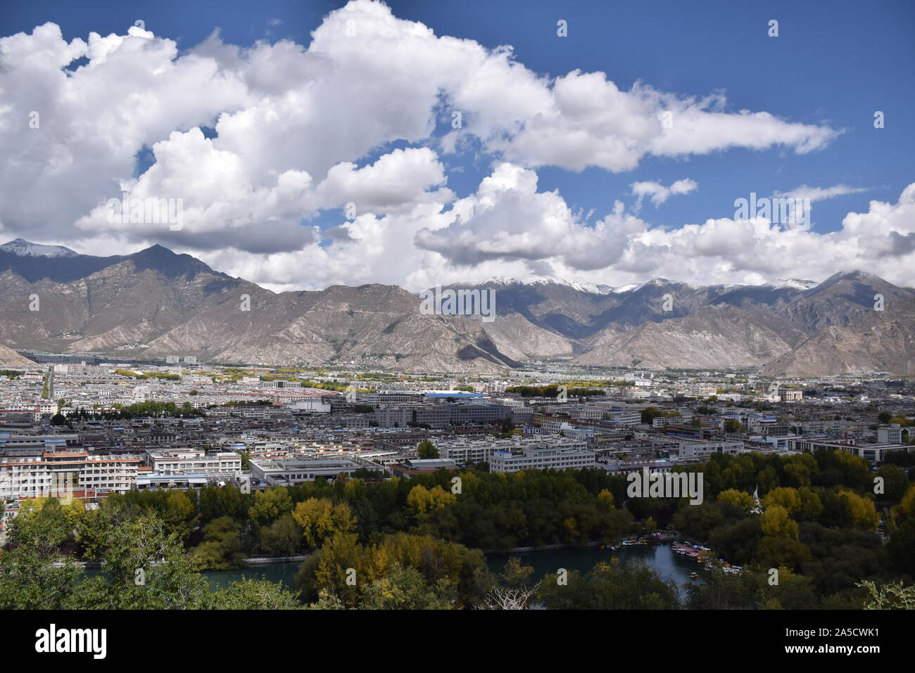 Panoramic view of Lhasa from Potala palace, once used as winter palace ...