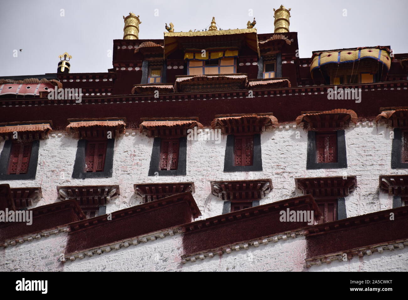 View of the windows of Potala palace, once used as winter palace for ...