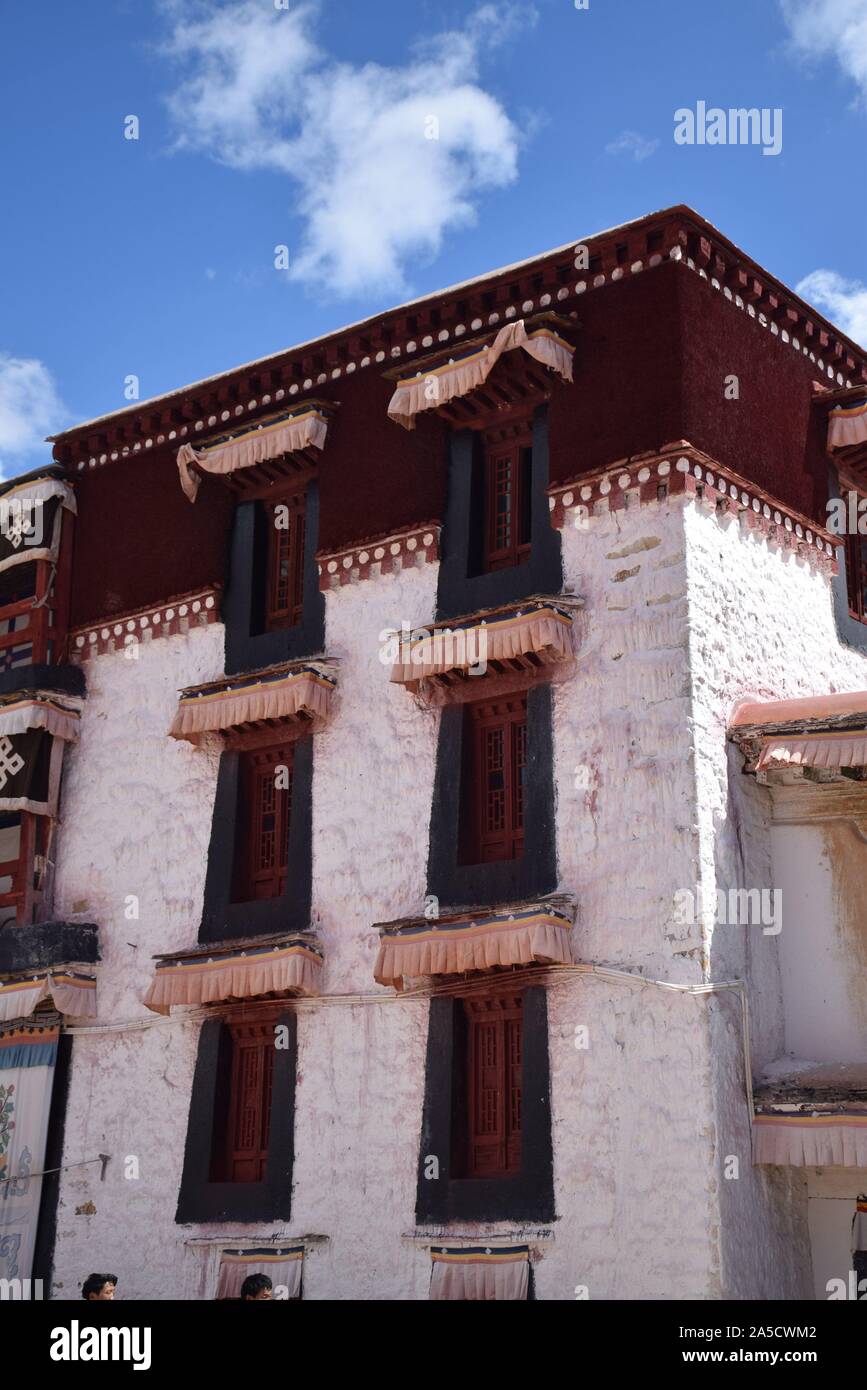 View of the windows of Potala palace, once used as winter palace for ...