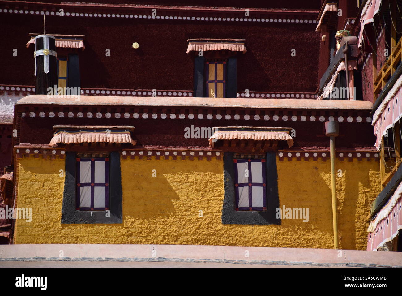 View of the windows of Potala palace, once used as winter palace for ...