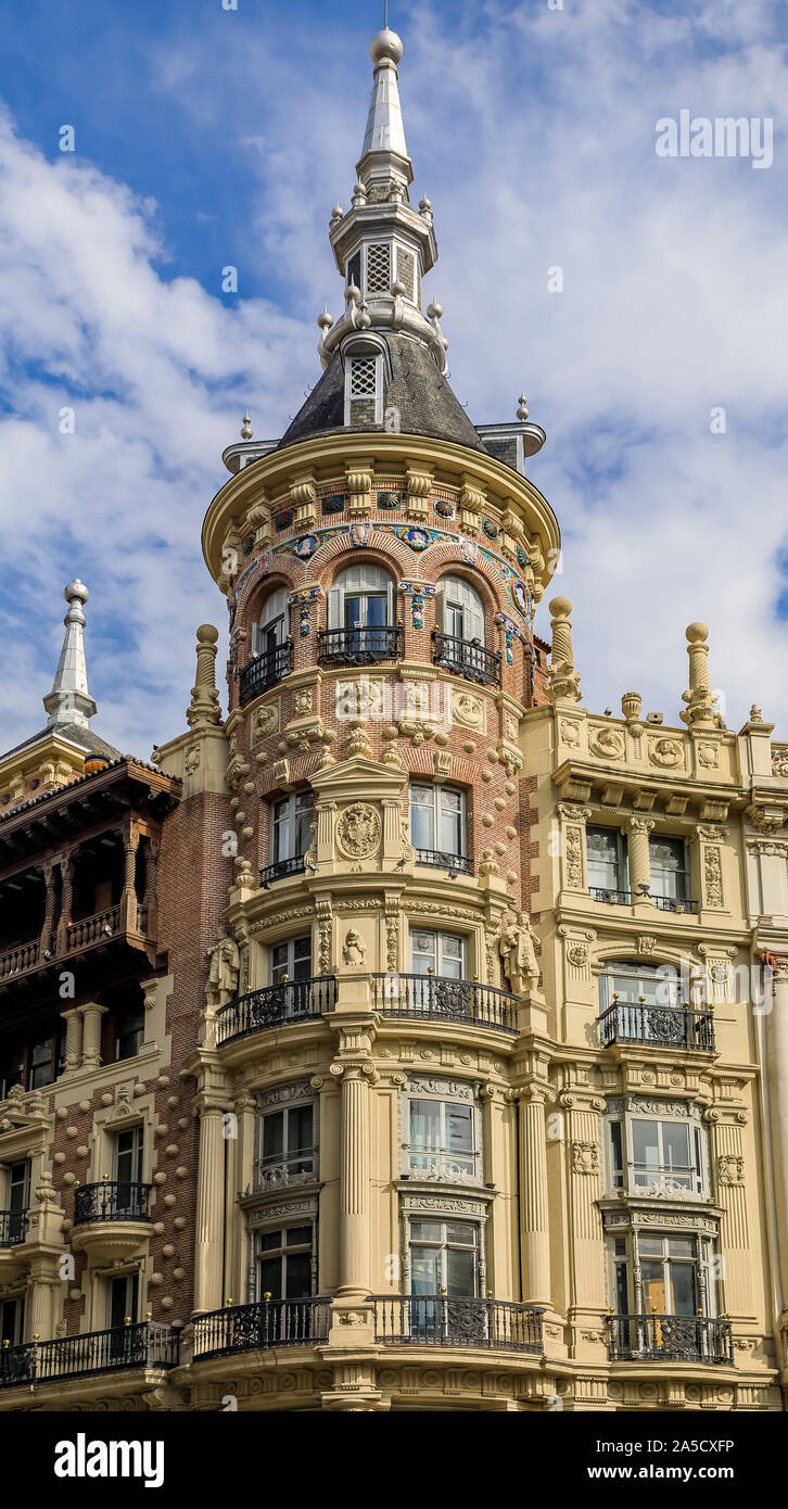 Madrid, Spain - June 5, 2017: Beautiful traditional residential ...