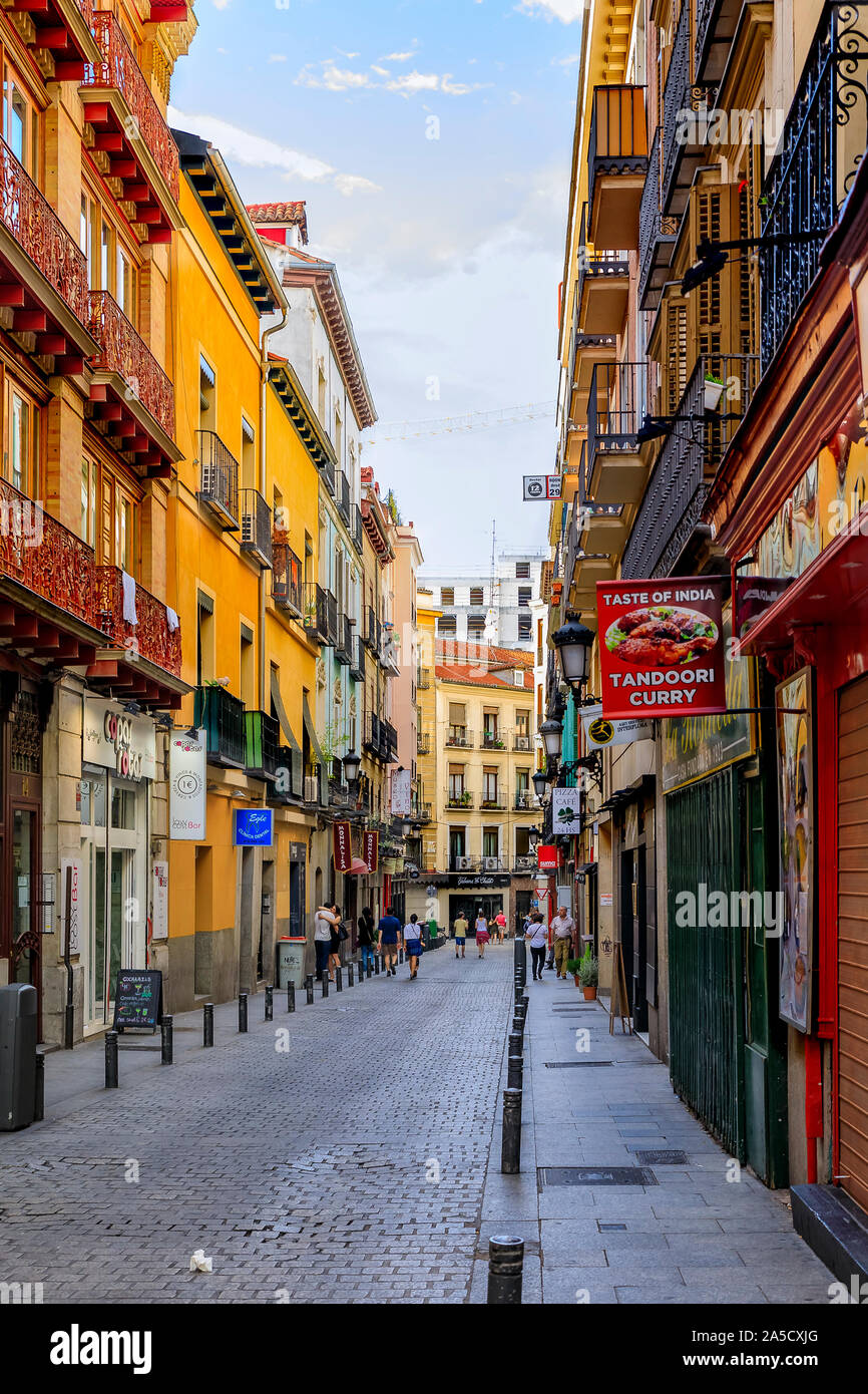 Madrid, Spain - June 5, 2017: Beautiful traditional residential ...
