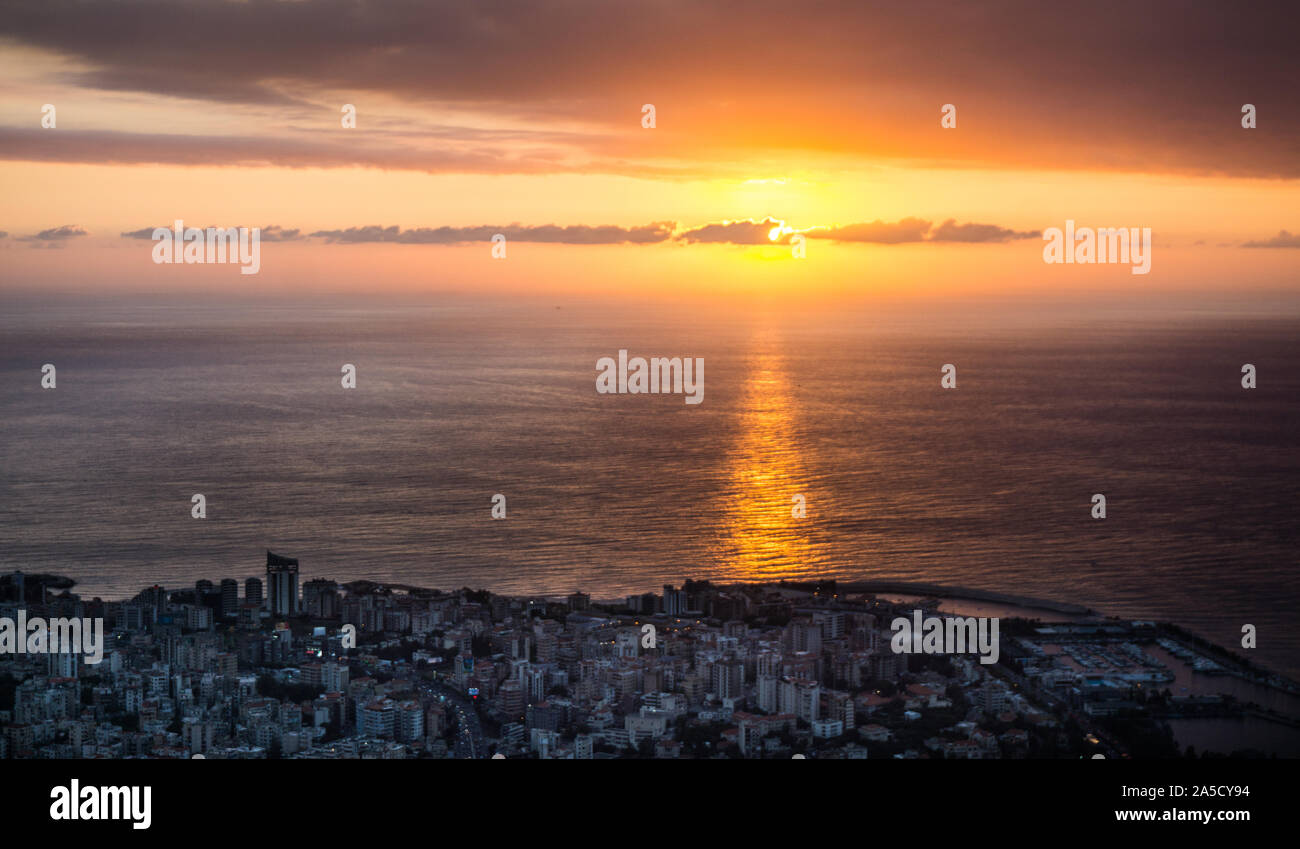 Mediterranean Sunset, Beirut, Lebanon Stock Photo - Alamy