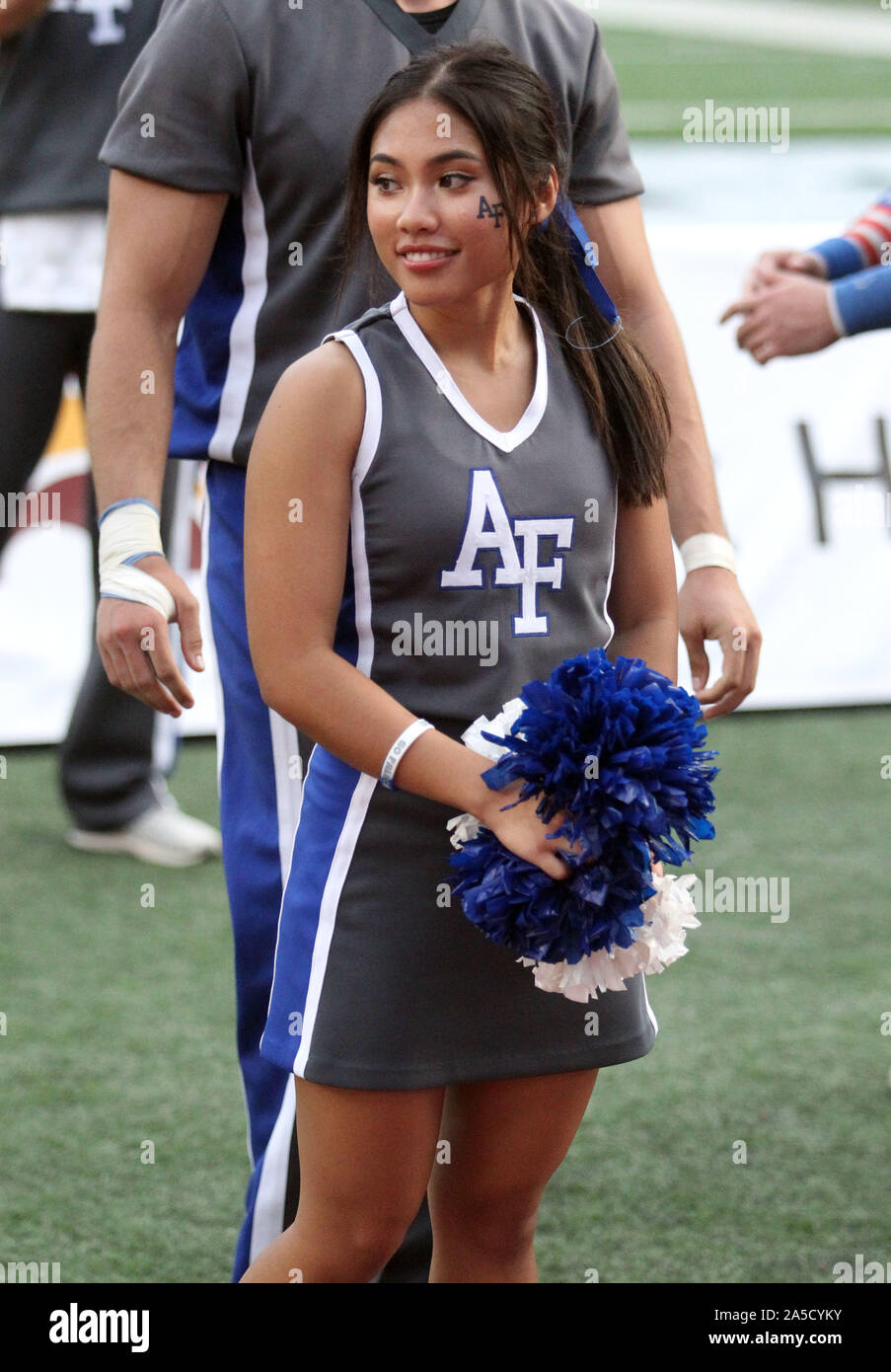 October 19, 2019 - Air Force cheerleader during a game between the Air ...