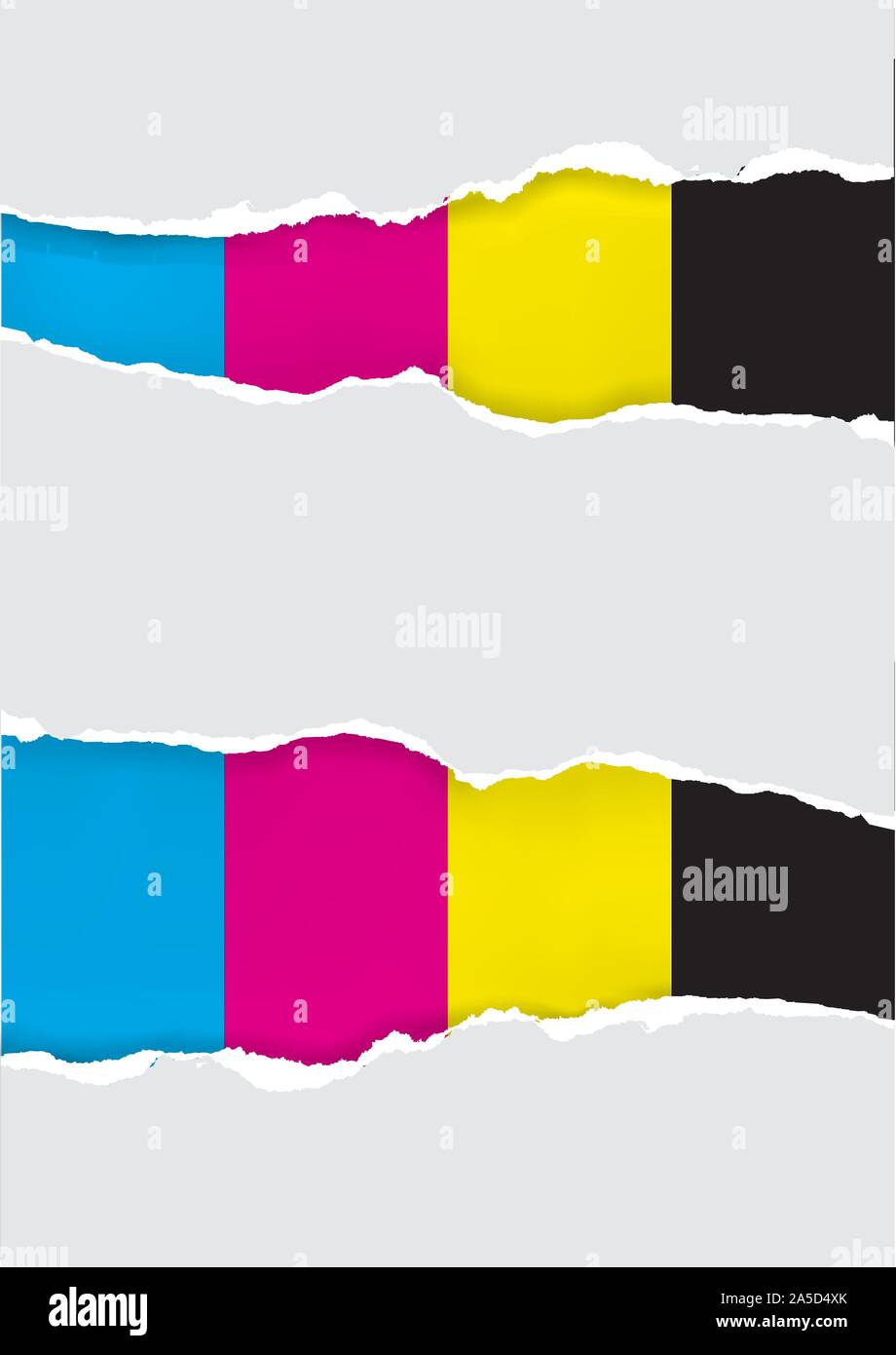 Ripped paper with print colors. Torn paper background with print colors ...