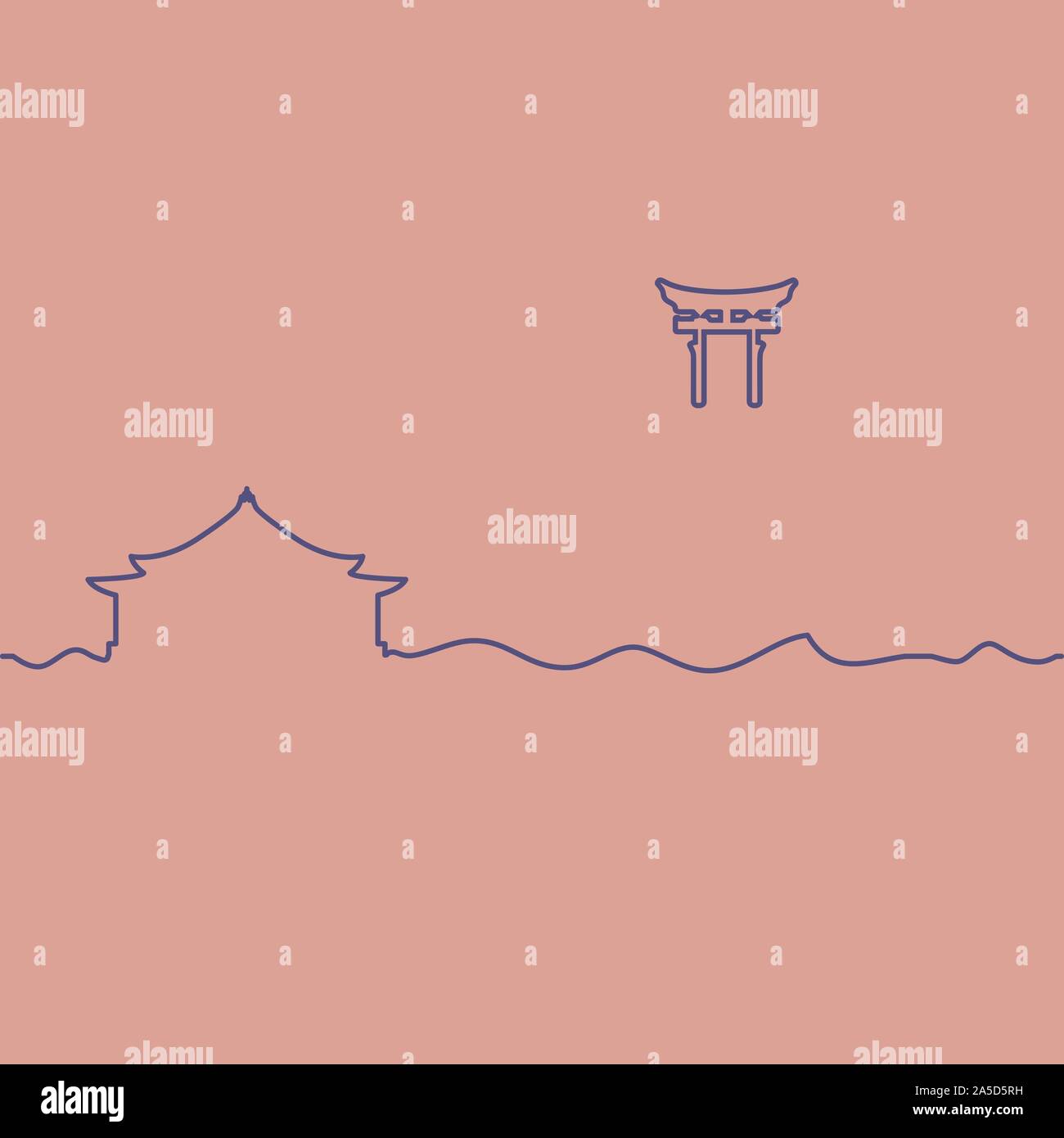 Shinto shrine drawing Stock Vector Images - Alamy