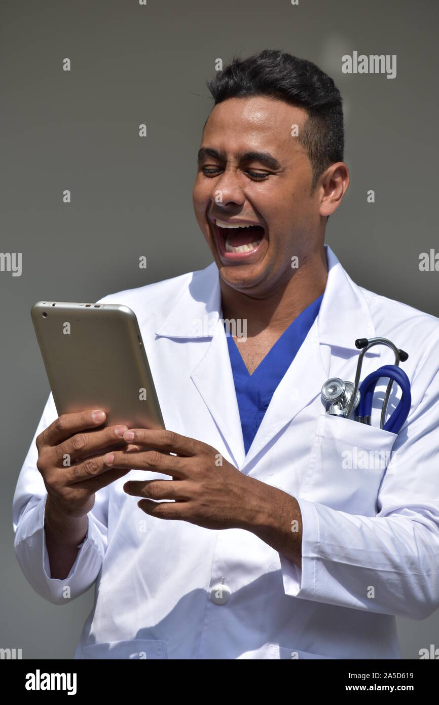 Smart Male Doctor And Laughter Stock Photo - Alamy