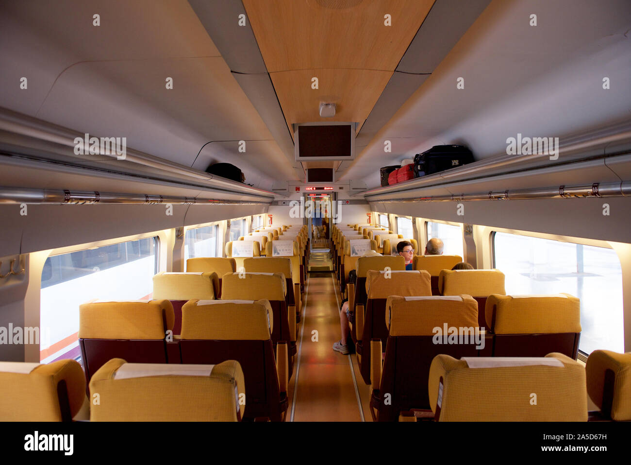 Interior of high-speed train passenger coach in Spain Stock Photo - Alamy