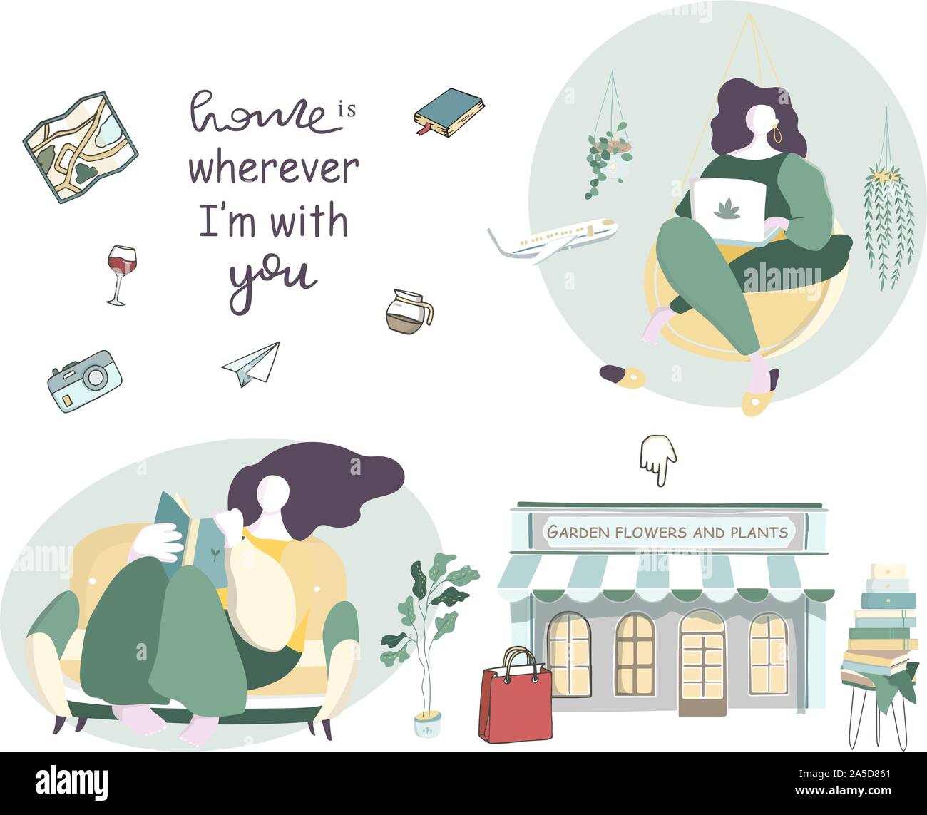 Corona virus Covid-19, quarantine motivational poster. Family stay at ...