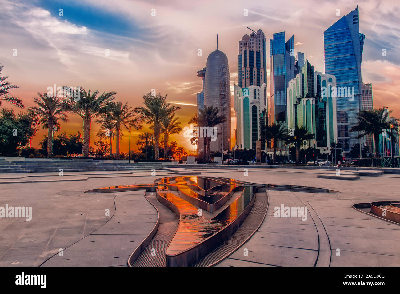 Doha Skyline view at sunset time Stock Photo - Alamy