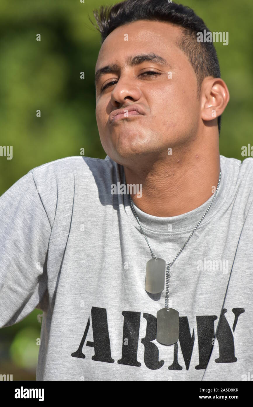 Smirking Army Male Soldier Stock Photo - Alamy