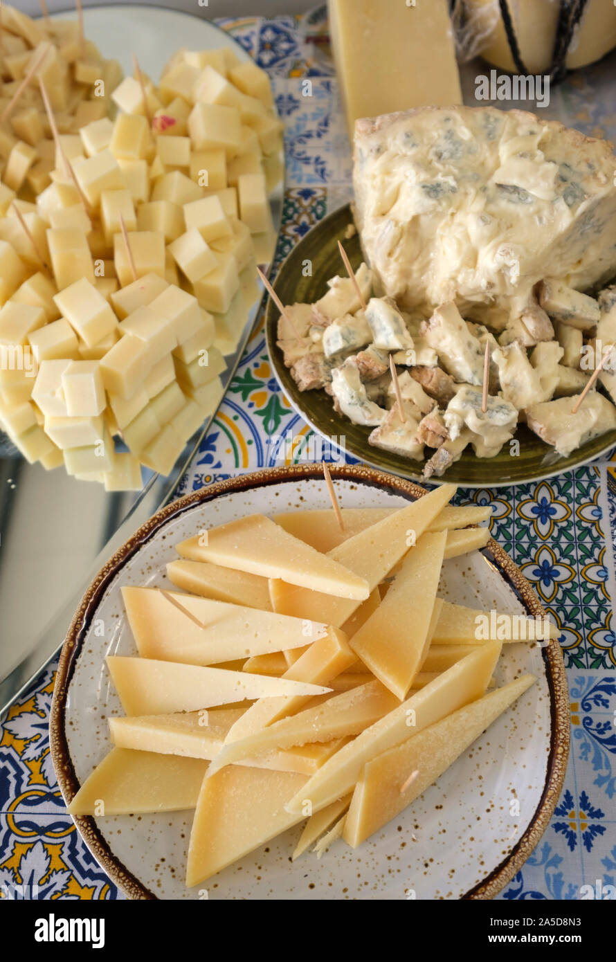 Cheese selection at buffet table Stock Photo - Alamy