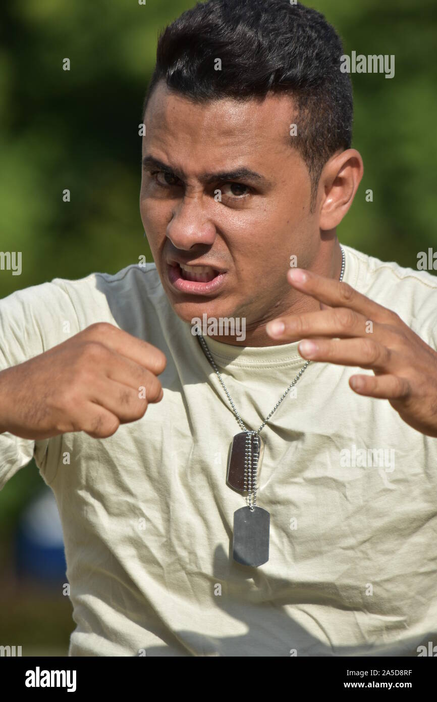 An Army Soldier And Anger Stock Photo - Alamy