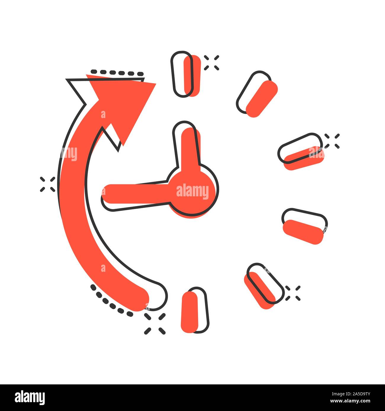 Clock countdown icon in comic style. Time chronometer vector cartoon ...