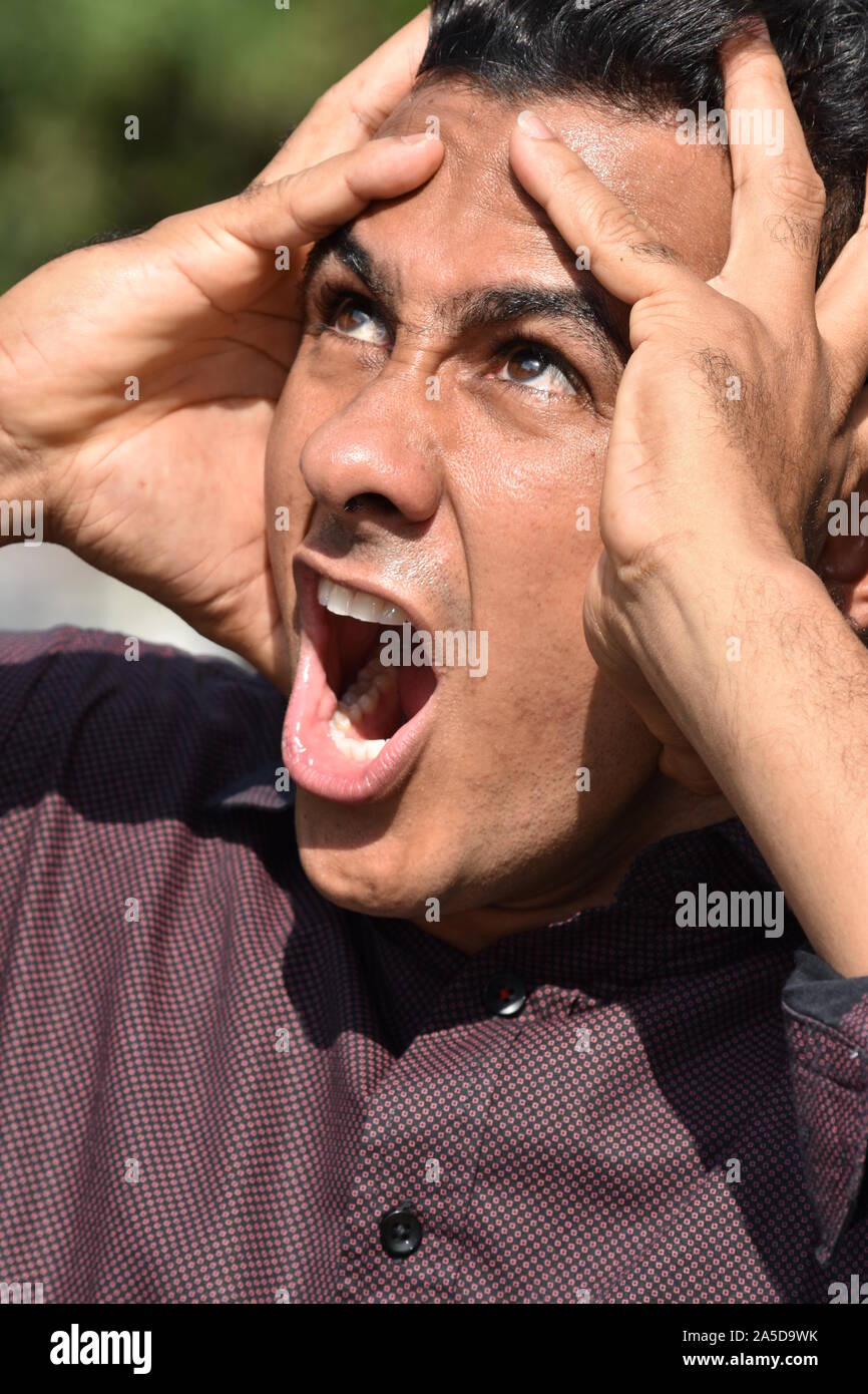 An Anxious Male Man Stock Photo - Alamy