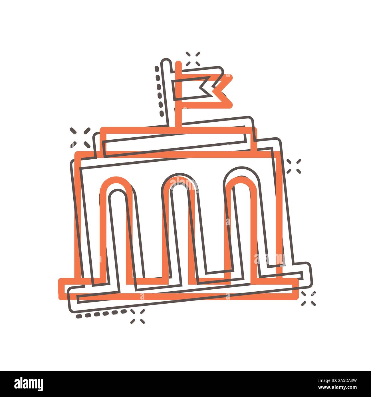 Bank building icon in comic style. Government architecture vector ...