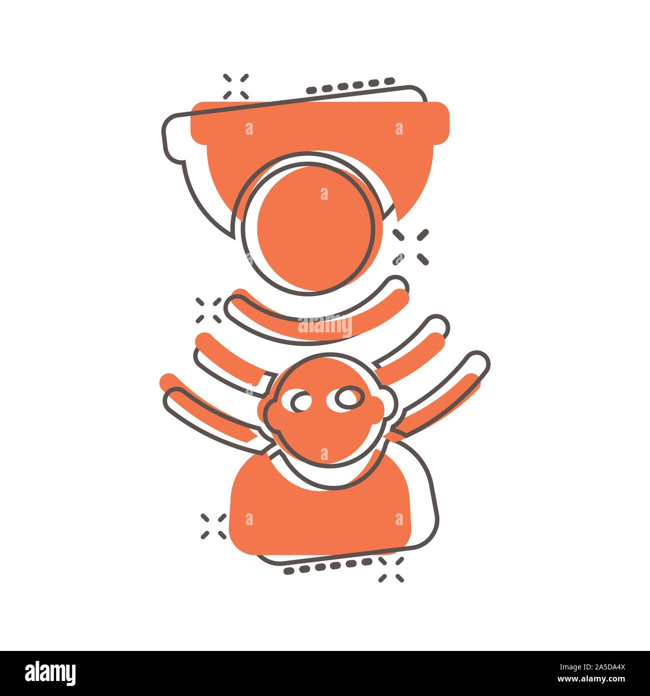 Motion sensor icon in comic style. Waves with man vector cartoon ...