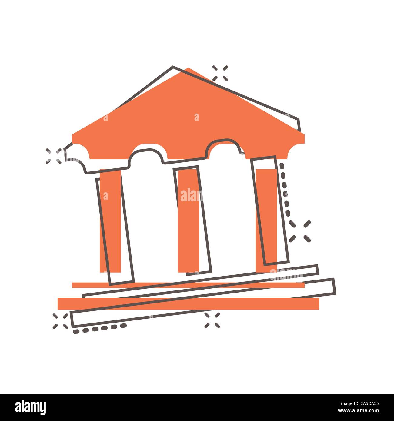 Bank building icon in comic style. Government architecture vector ...