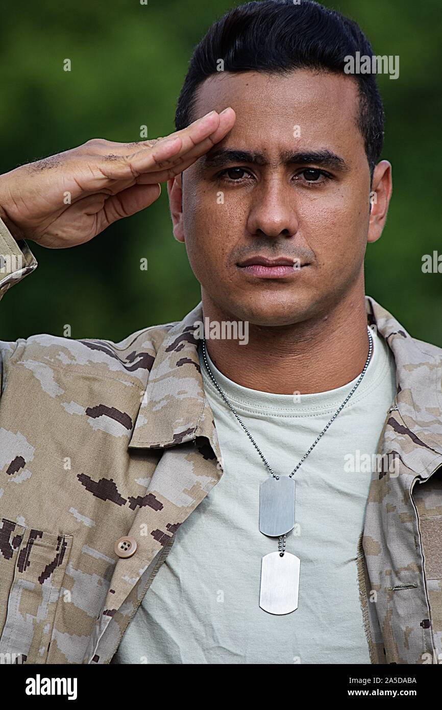 Saluting Good Looking Male Soldier Stock Photo - Alamy