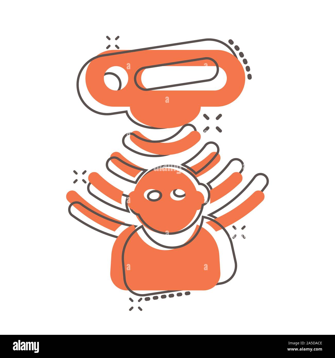 Motion sensor icon in comic style. Waves with man vector cartoon ...