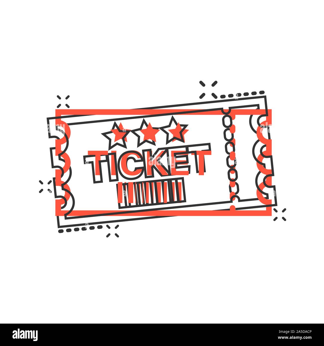 Cinema ticket icon in comic style. Admit one coupon entrance vector ...