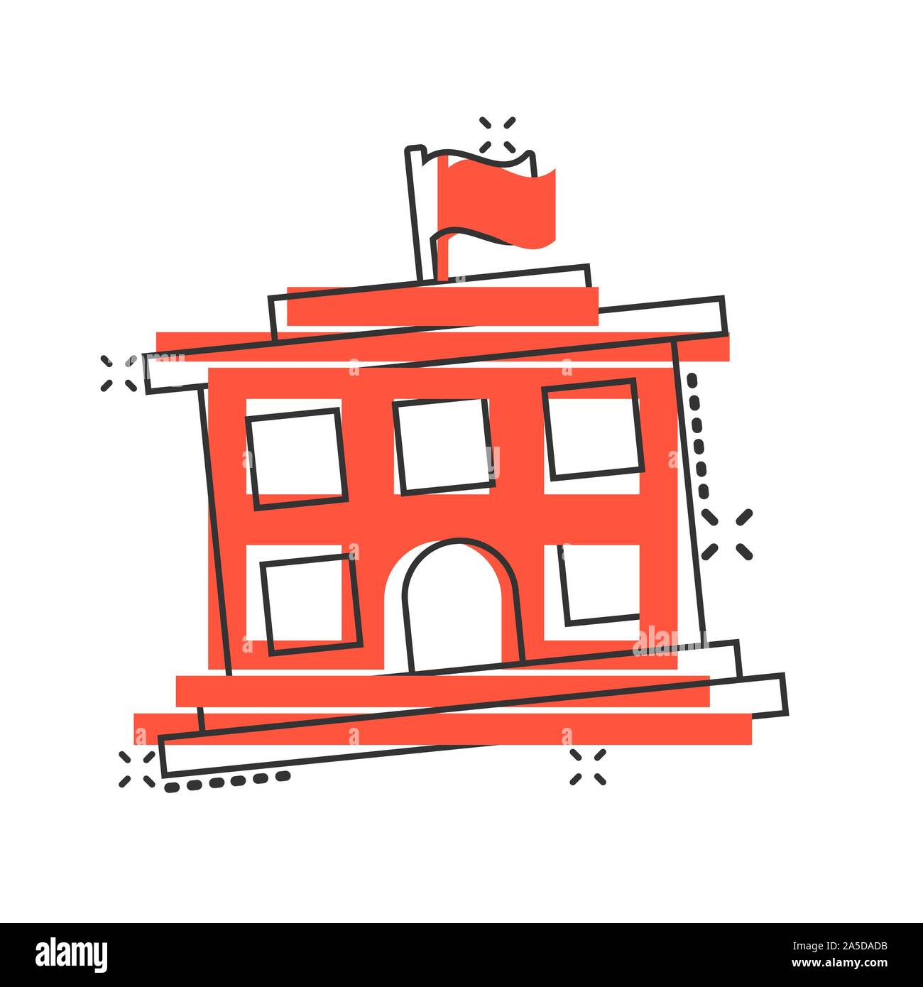 Bank building icon in comic style. Government architecture vector ...