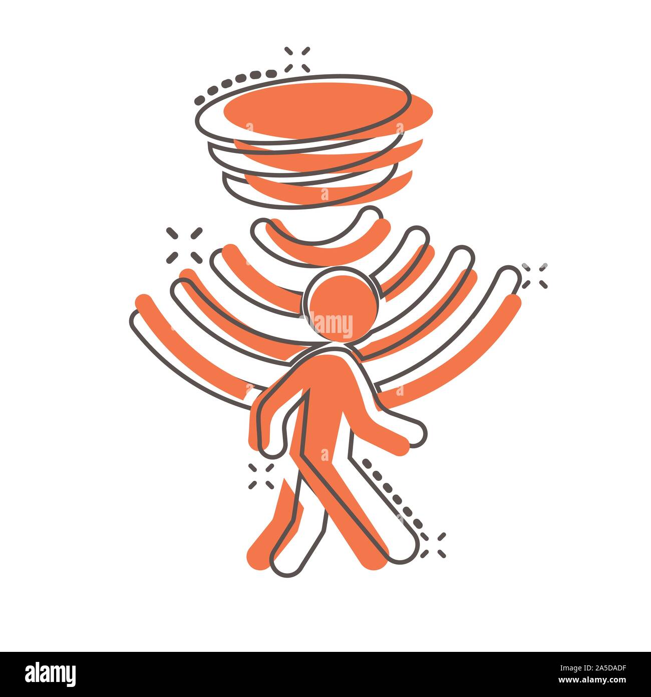 Motion sensor icon in comic style. Waves with man vector cartoon ...