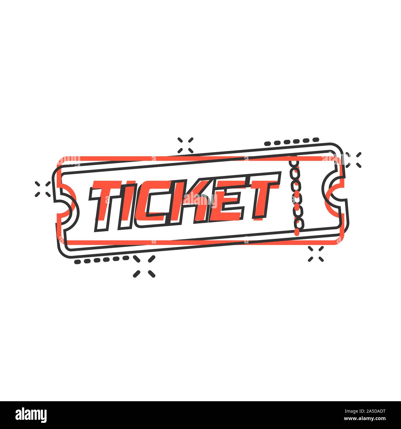 Cinema ticket icon in comic style. Admit one coupon entrance vector ...