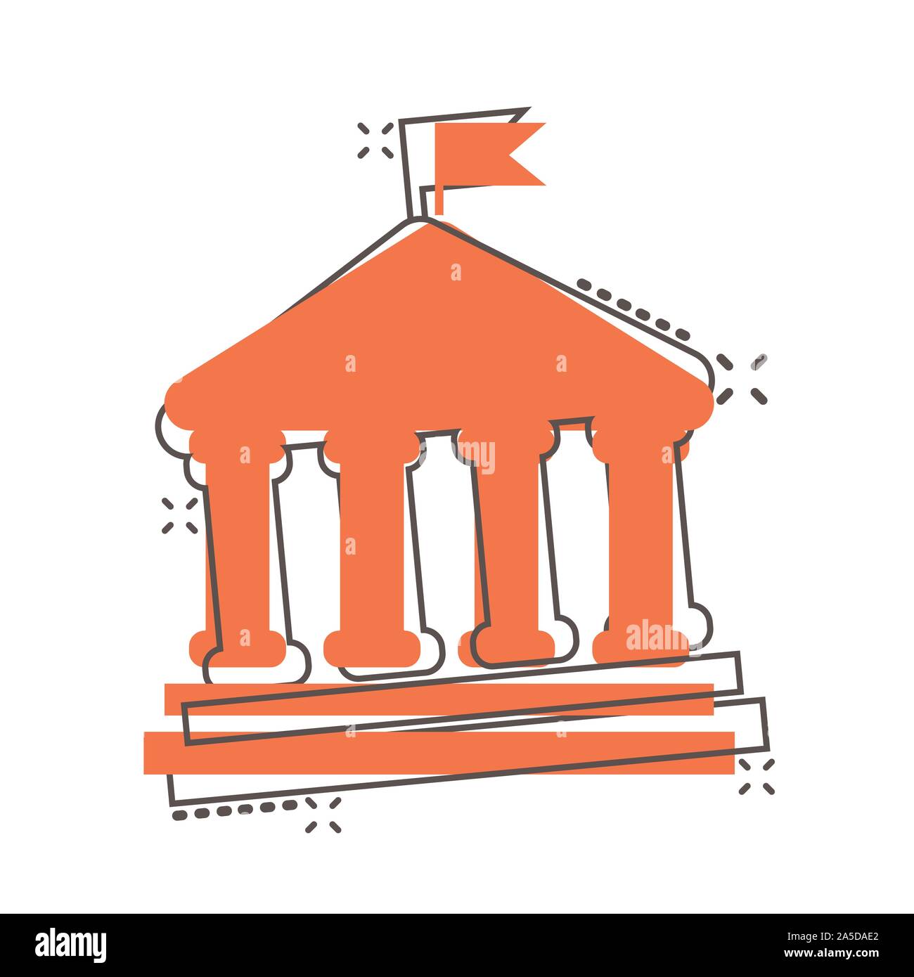 Bank building icon in comic style. Government architecture vector ...