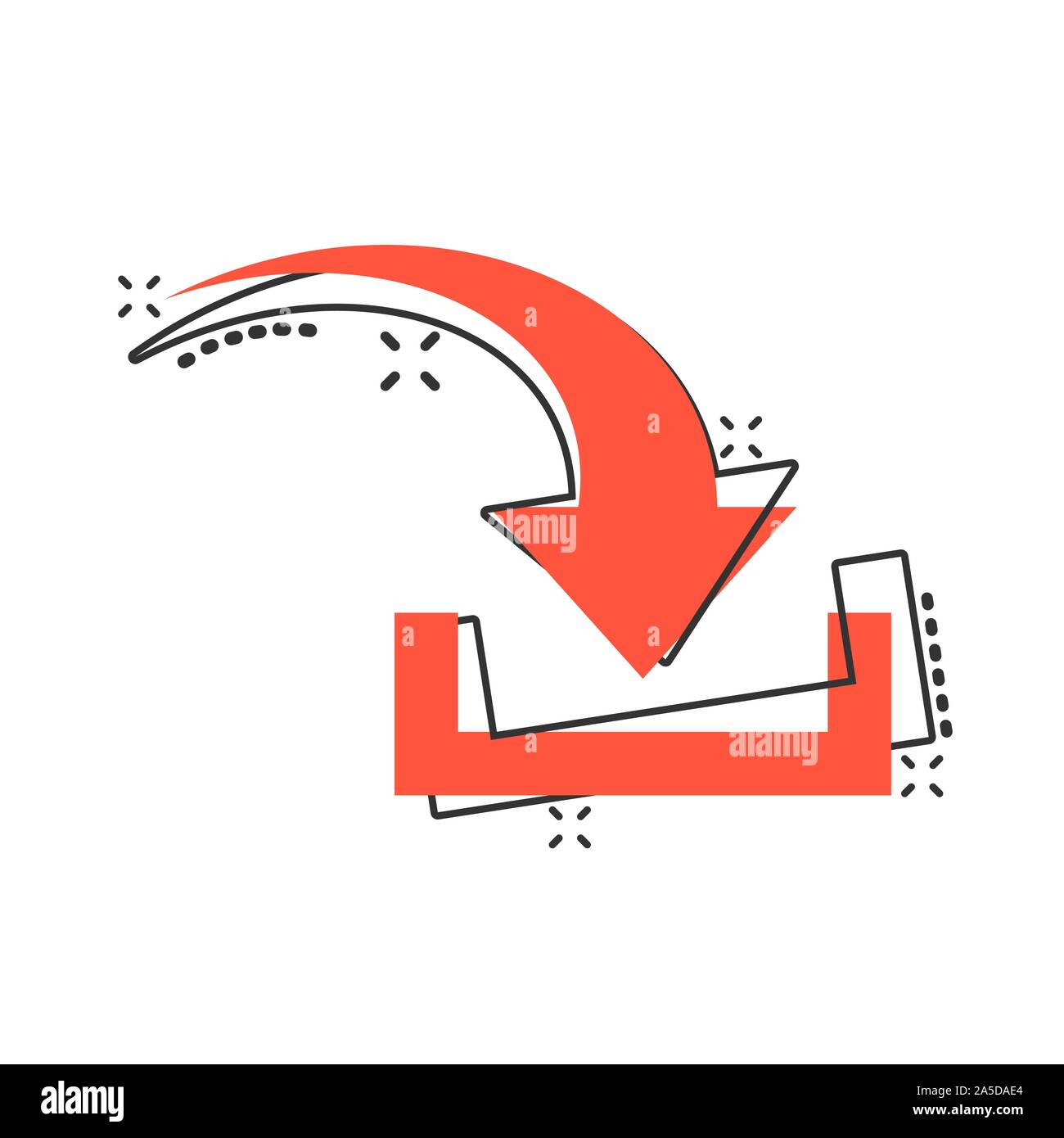 Download file icon in comic style. Arrow down vector cartoon ...