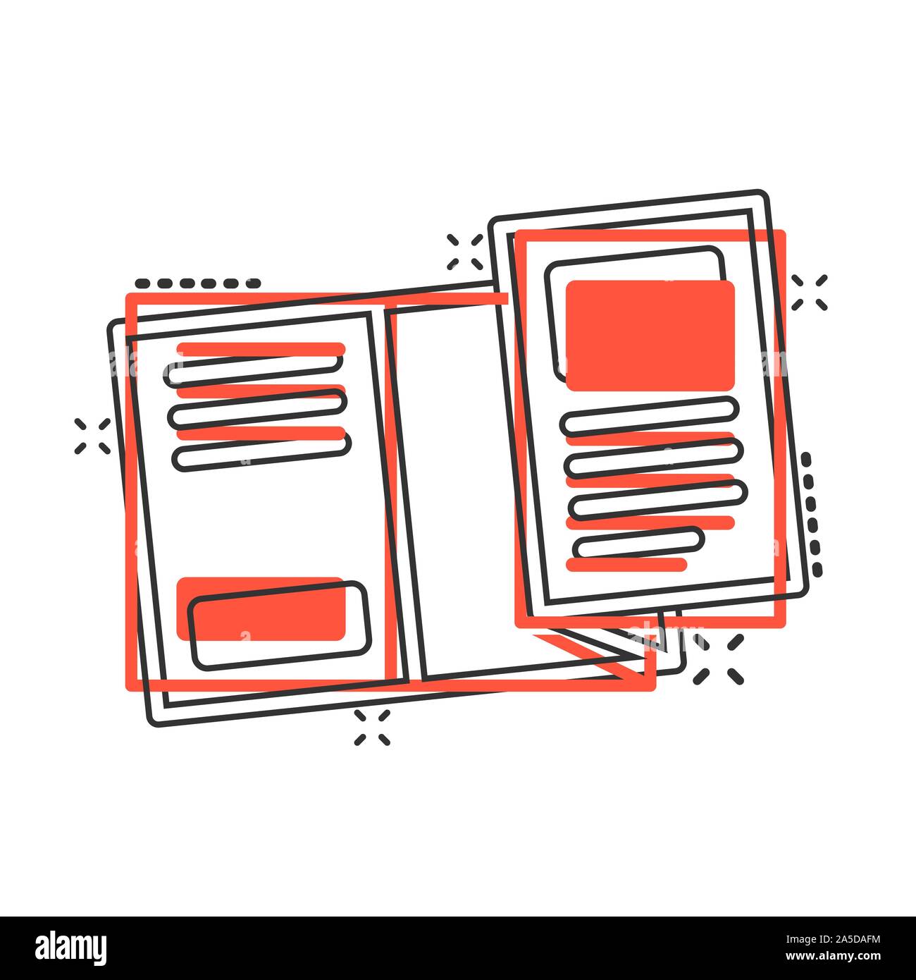 Flyer leaflet icon in comic style. Brochure sheet vector cartoon ...