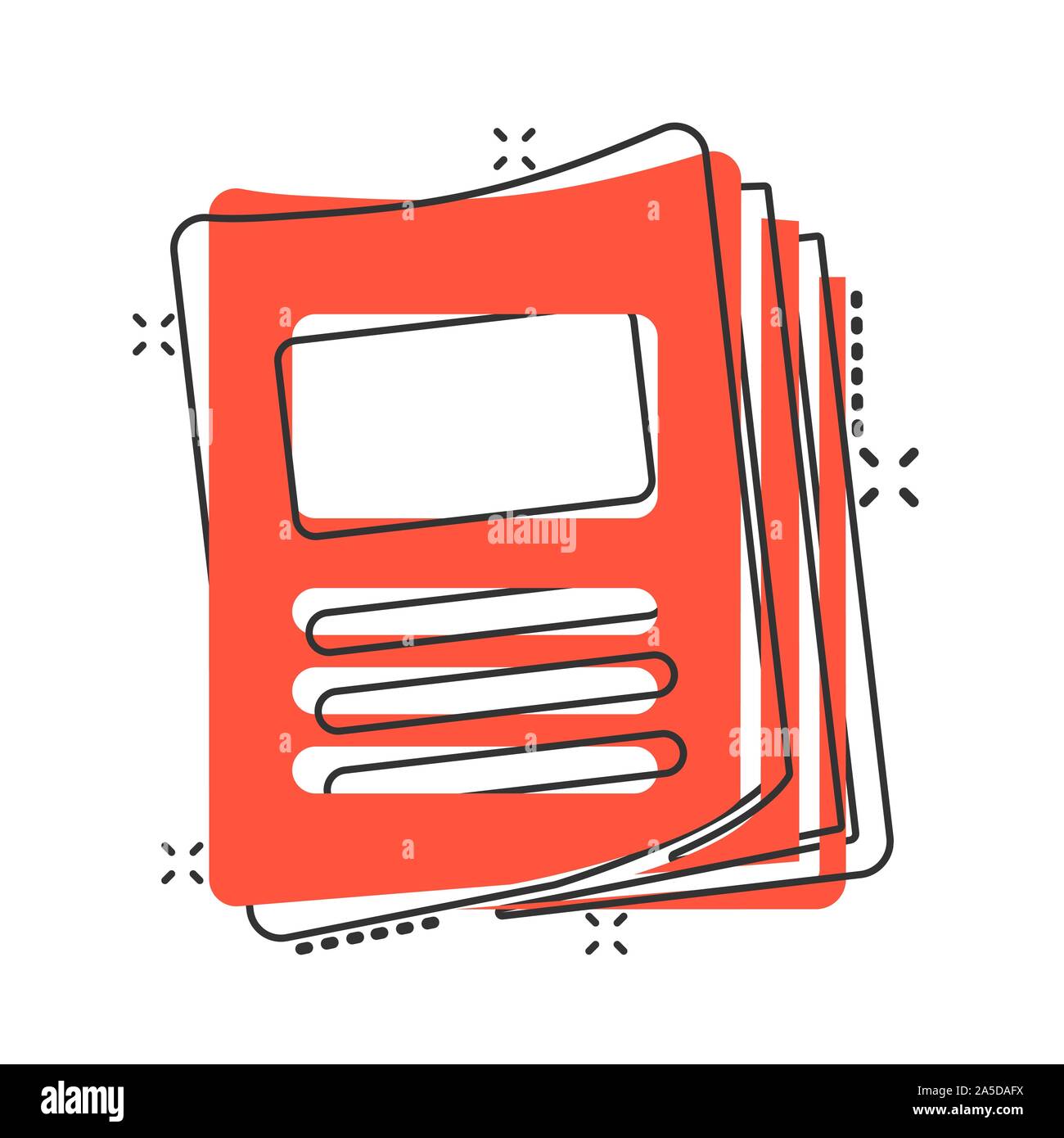 Flyer leaflet icon in comic style. Brochure sheet vector cartoon ...