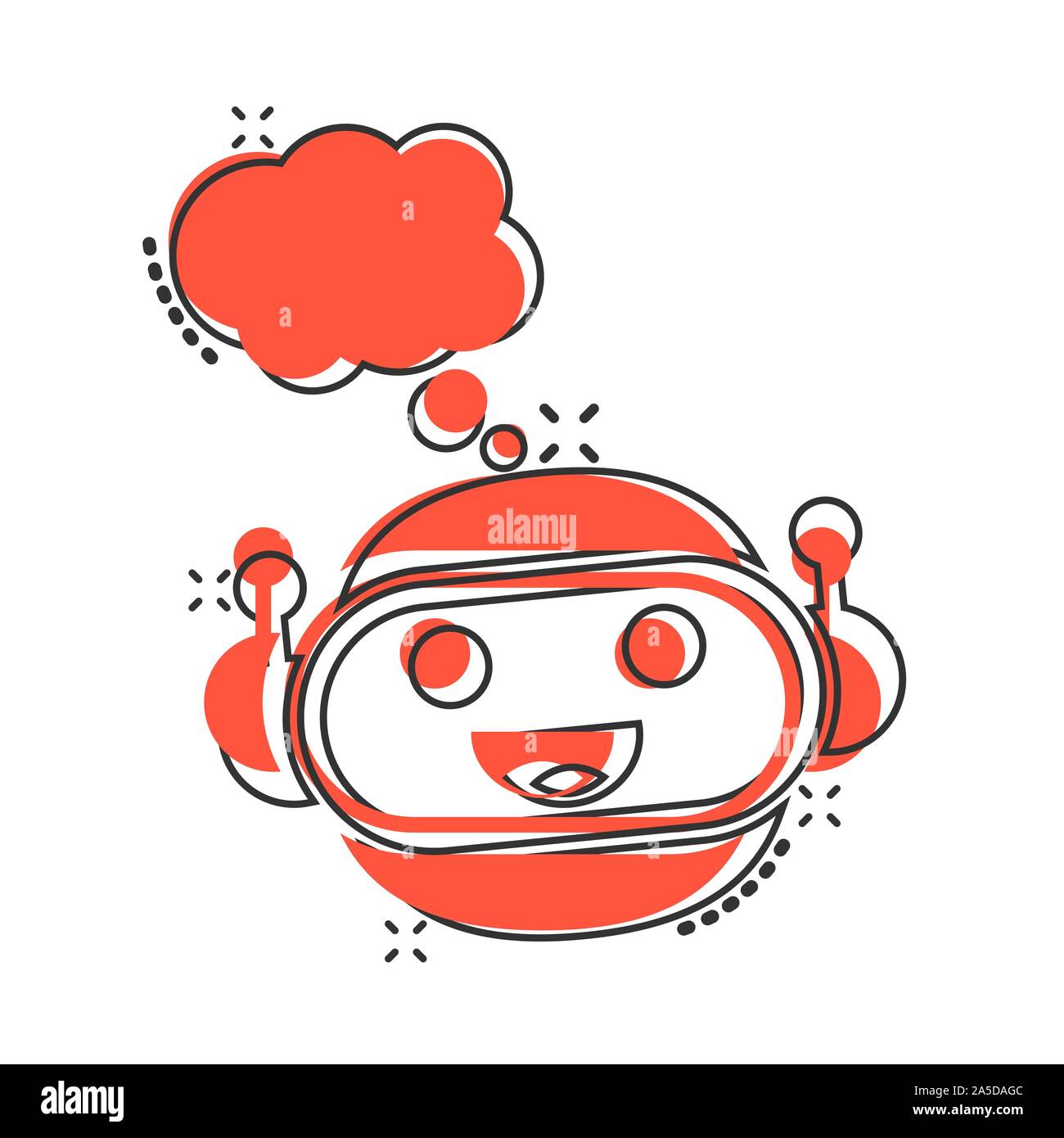 Cute robot chatbot icon in comic style. Bot operator vector cartoon ...