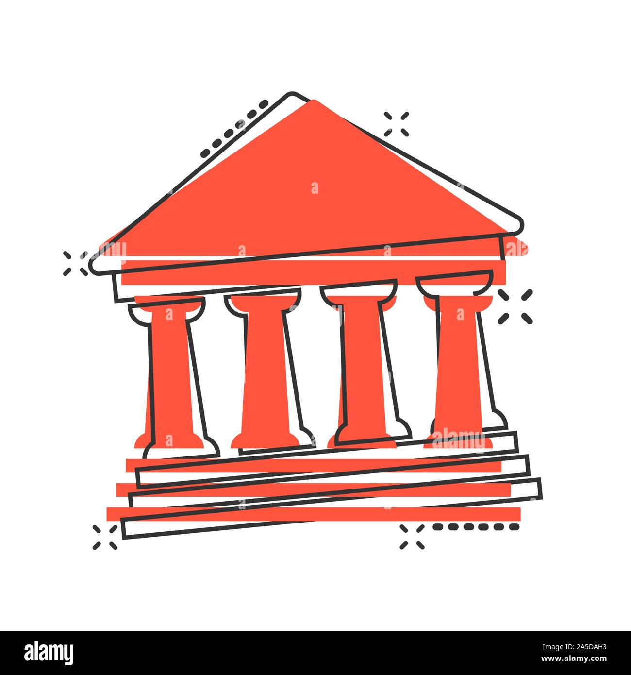 Bank building icon in comic style. Government architecture vector ...