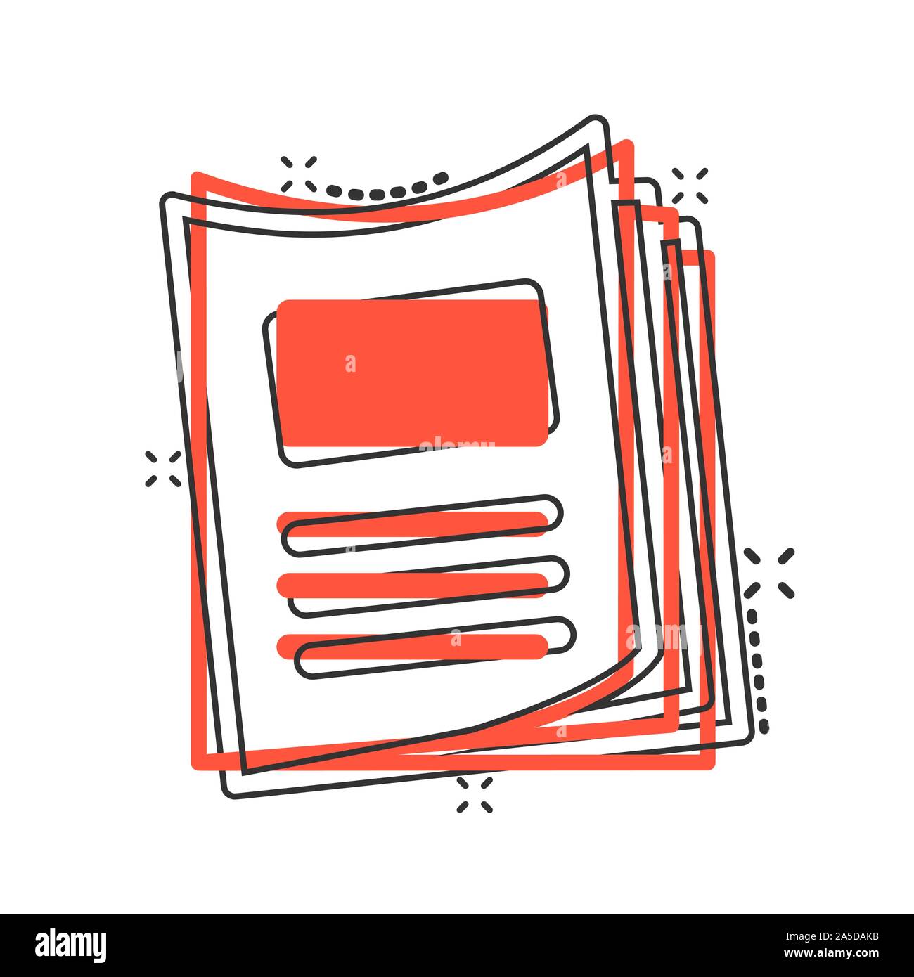 Flyer leaflet icon in comic style. Brochure sheet vector cartoon ...