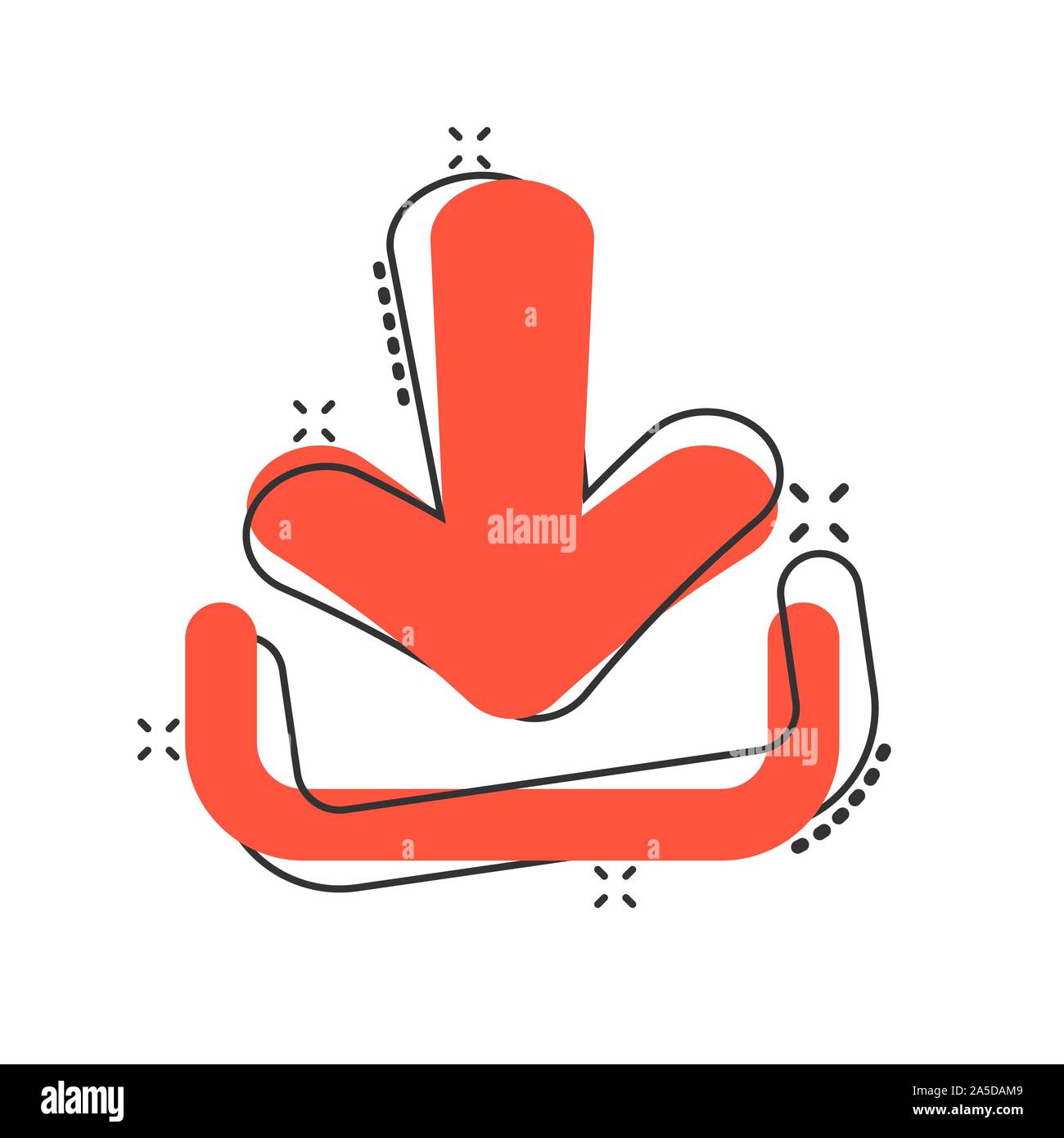 Download file icon in comic style. Arrow down vector cartoon ...
