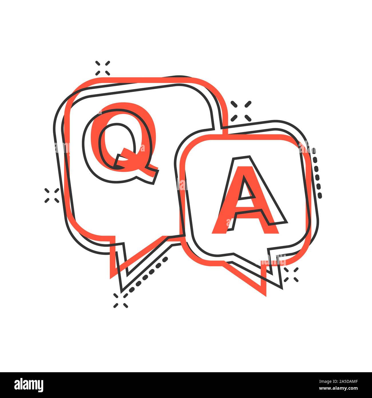 Question and answer icon in comic style. Discussion speech bubble ...