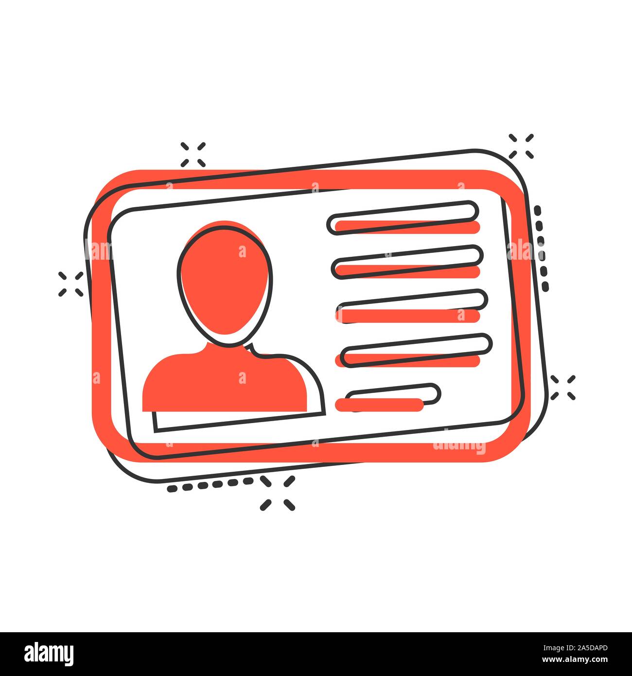 Id card icon in comic style. Identity badge vector cartoon illustration ...