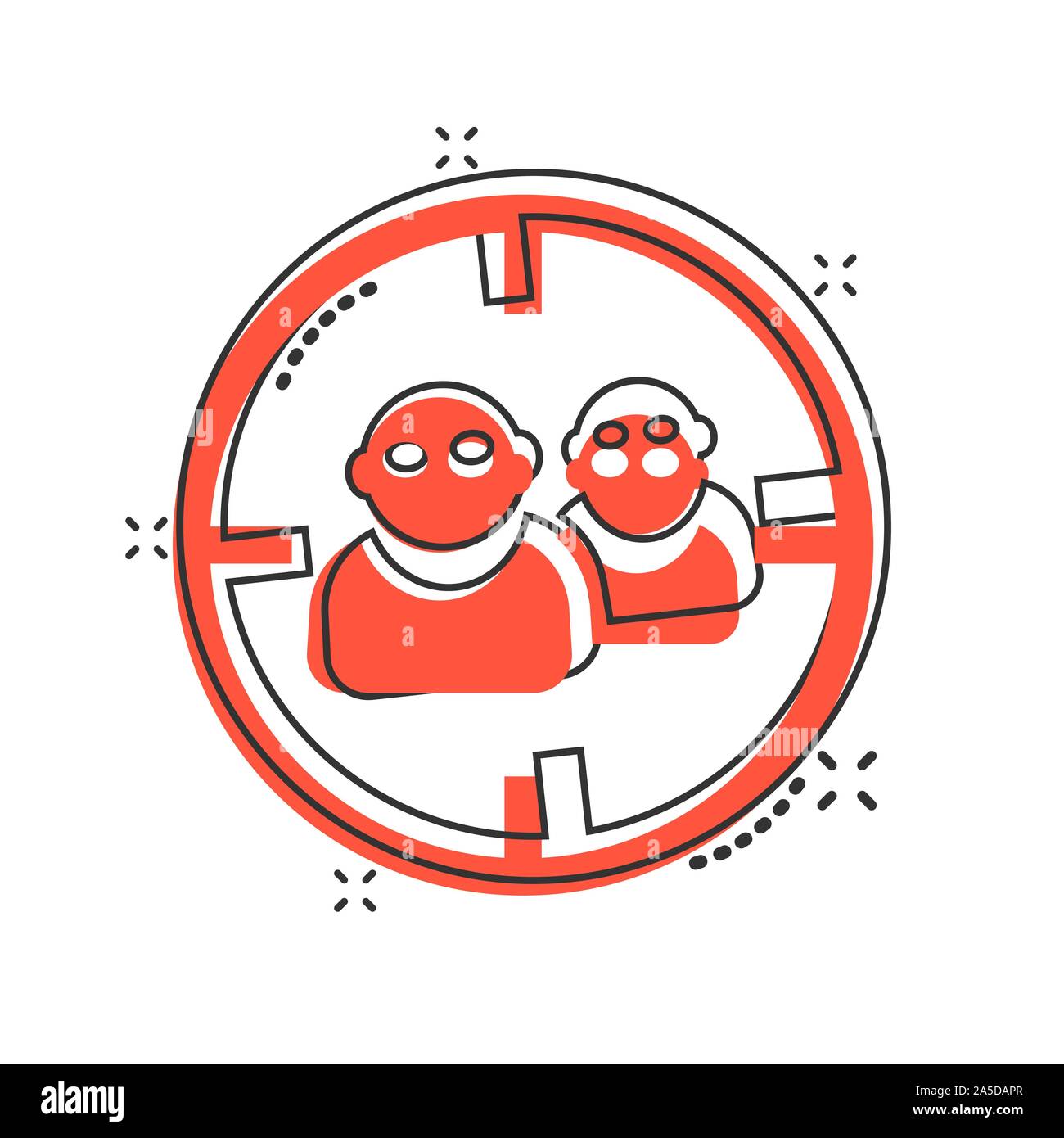 Target audience icon in comic style. Focus on people vector cartoon ...