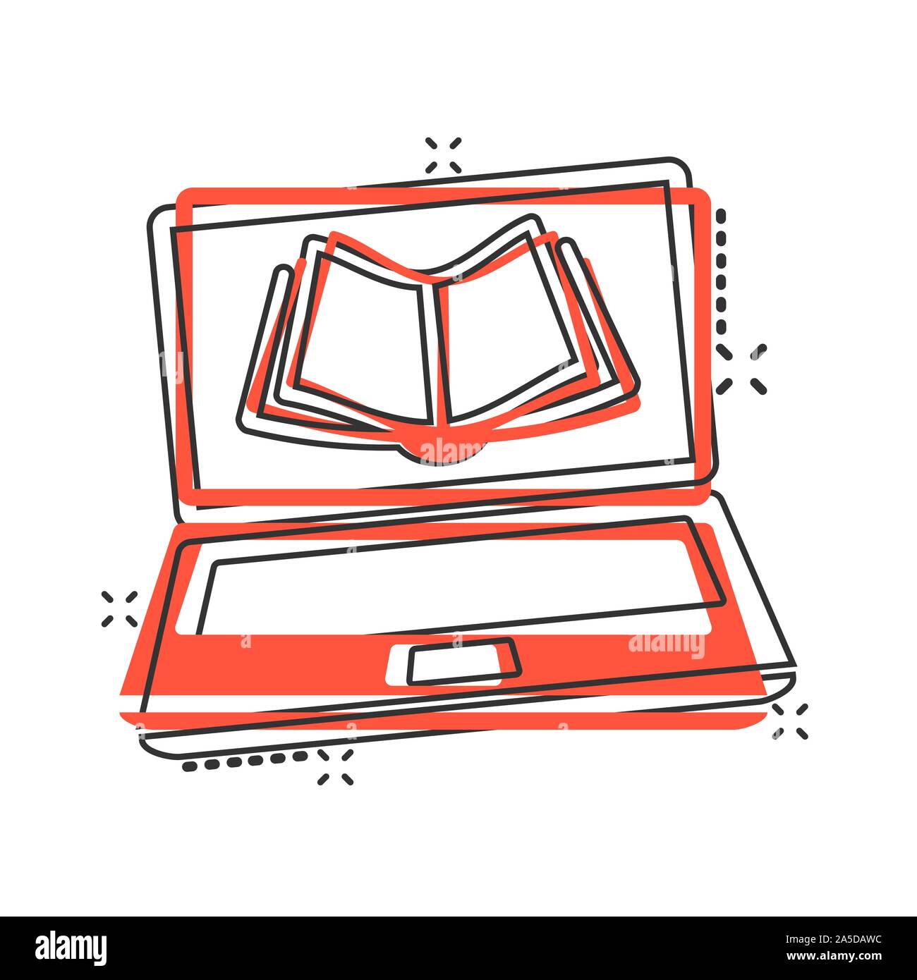 Elearning education icon in comic style. Study vector cartoon ...