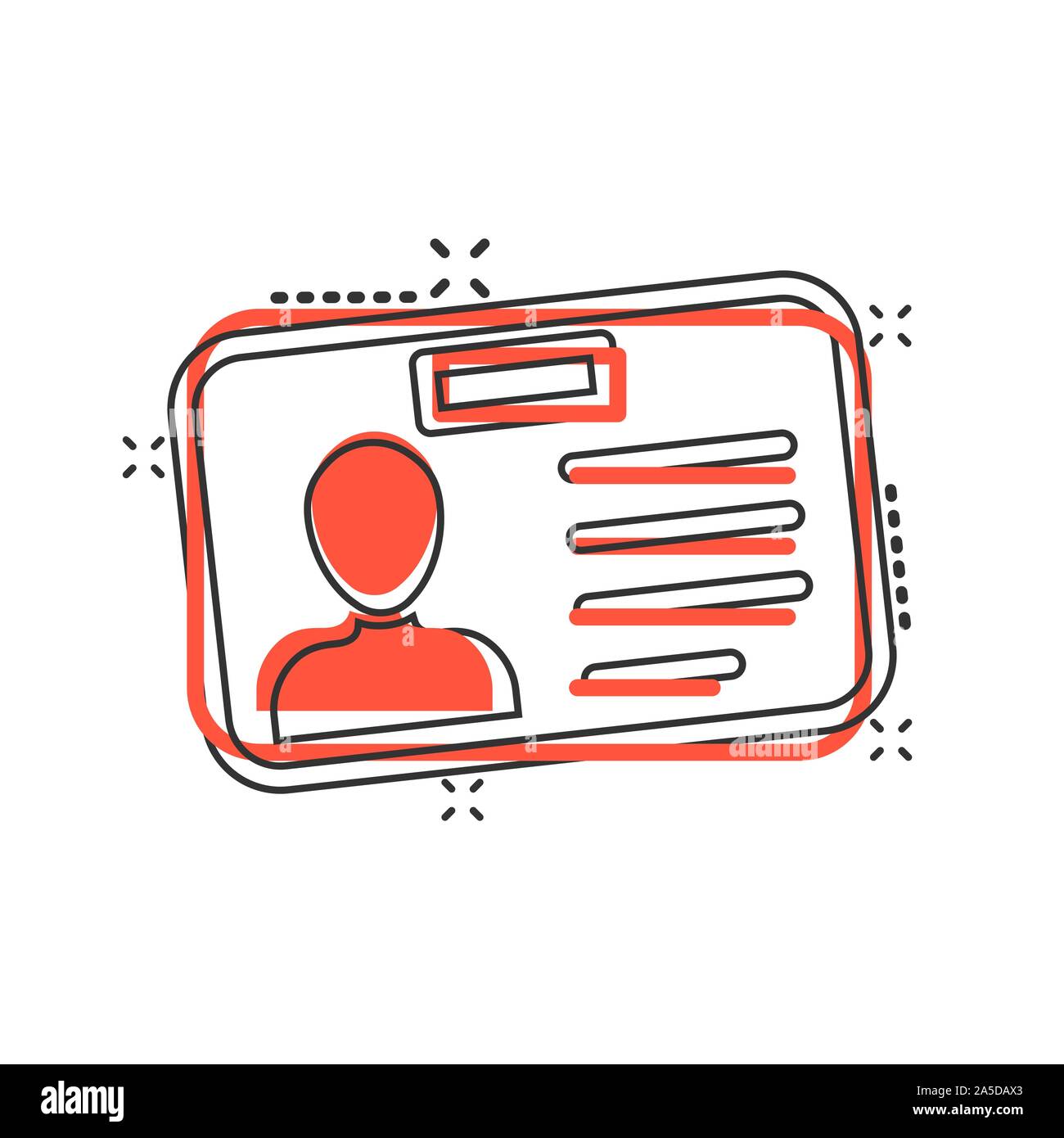Id card icon in comic style. Identity badge vector cartoon illustration ...
