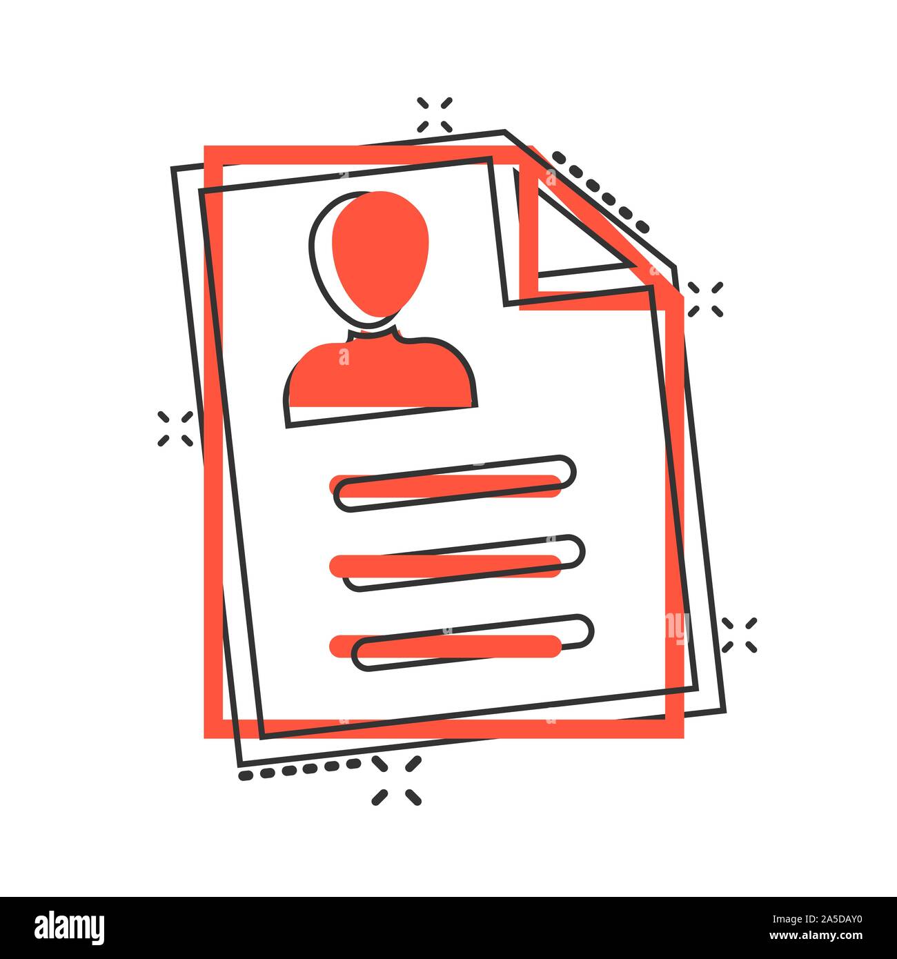 Resume icon in comic style. Contract document vector cartoon ...