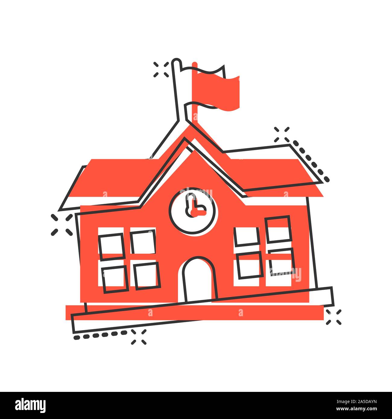 School building icon in comic style. College education vector cartoon ...